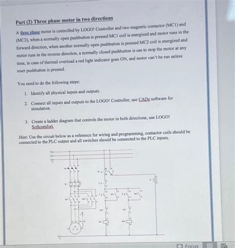 Solved Part 2 Three Phase Motor In Two Directions A Three