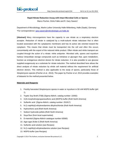 Pdf Rapid Nitrate Reduction Assay With Intact Microbial Cells · Pdf Filerapid Nitrate