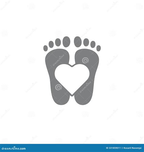 Baby Feet Heart Symbol Cute Grey Baby Footprints With A Heart In The