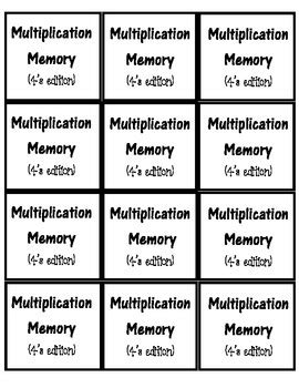 Multiplication Memory By Stephanie Blythe Teachers Pay Teachers