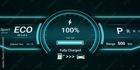 Battery Charging Status Interface On Electric Vehicle Using Dc Fast Charger From Charging