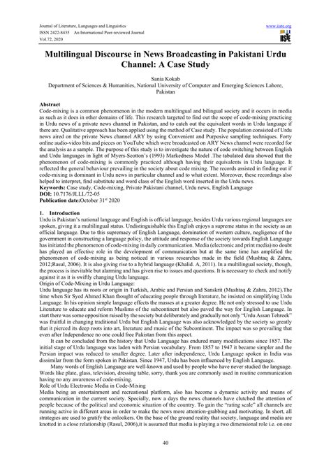 Pdf Multilingual Discourse In News Broadcasting In Pakistani Urdu
