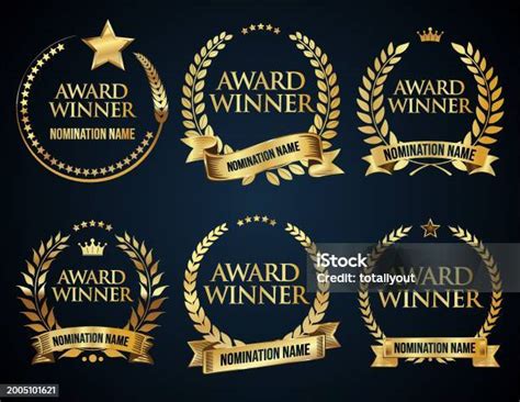 황금 배지 컬렉션 수상 수상자 컬렉션 벡터 일러스트 레이 션 월계수에 대한 스톡 벡터 아트 및 기타 이미지 월계수 월계수 나무 1위 Istock