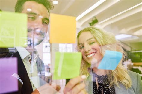 Brainstorming With Sticky Notes In A Business Workshop Stock Photo Image Of Business Notes