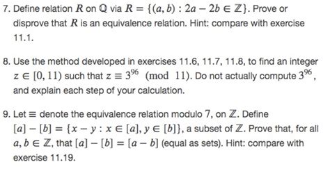 Solved Let Denote The Equivalence Relation Modulo 7 On