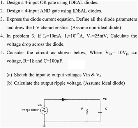 Solved Design A Input OR Gate Using IDEAL Diodes Design Chegg