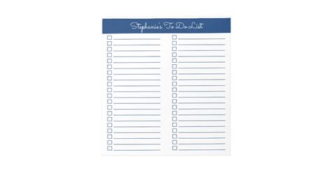 simple elegant navy lined two column checklist notepad zazzle