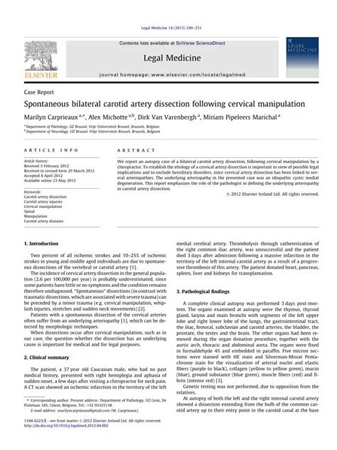 Pdf Spontaneous Bilateral Carotid Artery Dissection Following Cervical Manipulation Dokumen Tips