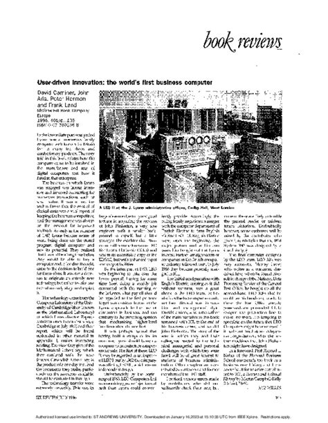 User Driven Innovation The Worlds First Business Computer Review
