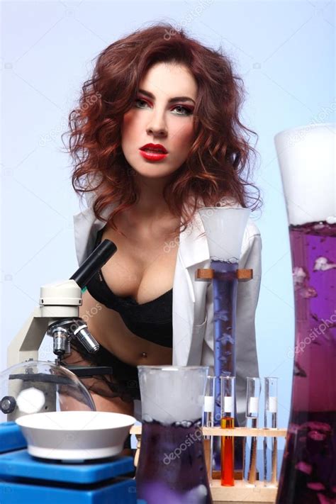 Science Babe In Sexy Clothing Experimenting Stock Photo Tobkatrina