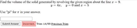 [solved] find the volume of the solid generated by revolv
