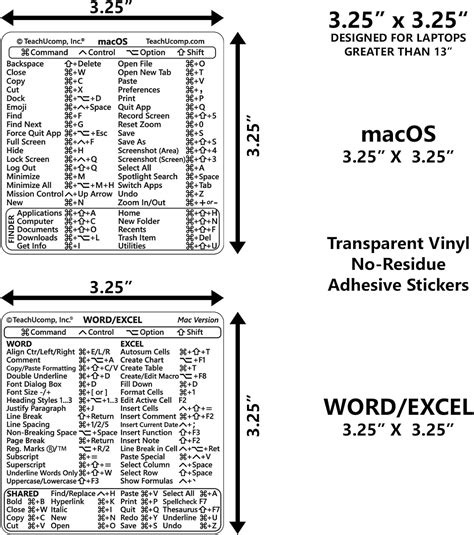 Buy Teachucomp Keyboard Shortcuts Sticker For Mac Os Plus Microsoft