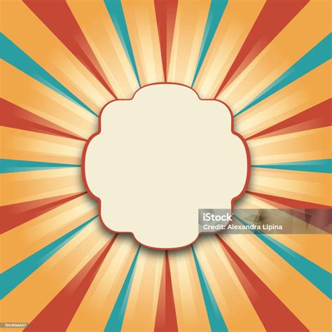 빈티지 복고풍 배경 태양 광선과 프레임이 있는 템플릿입니다 빈티지 서커스 배경 서커스 스타일 쇼 배너 템플릿입니다 복고풍에 대한 스톡 벡터 아트 및 기타 이미지 Istock