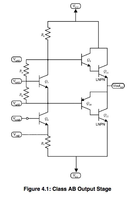 design the class ab output stage circuit in figure