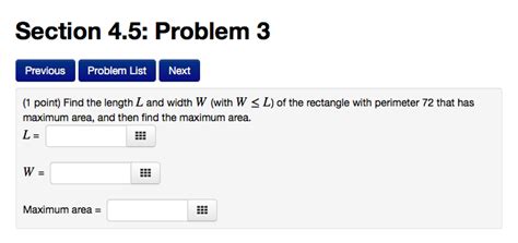 Solved Find The Length L And Width W With W Chegg Com