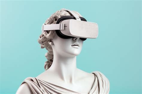 Premium Ai Image Female Antique Marble Sculpture With Vr Headset