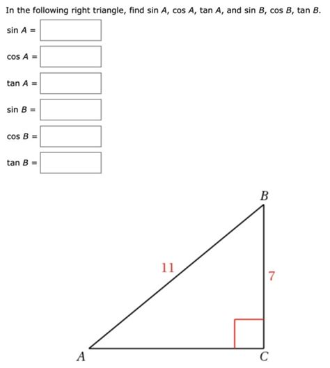 Solved In The Following Right Triangle Find Sin A Cos A