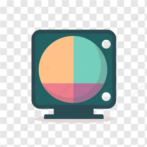 흰색 배경에 플랫 컬러 모니터 아이콘 벡터 흰색 배경에 텔레비전의 단순한 다채로운 아이콘 그림자 없음 작은 프레임 중앙 Png 일러스트 및 벡터 에 대한 무료