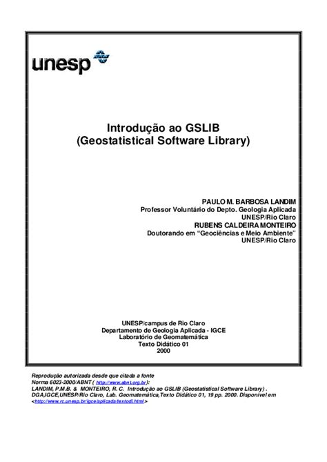 Introdução Ao Gslib Geostatistical Software Library