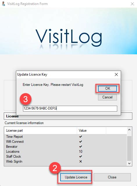 Update Visitlog License Support Visitlog