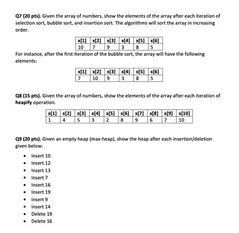 Solved Q7 20 Pts Given The Array Of Numbers Show The