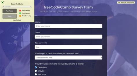 Survey Form Demo Project Link Not Working Html Css The