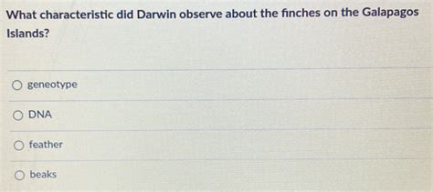 solved what characteristic did darwin observe about the fnches on the