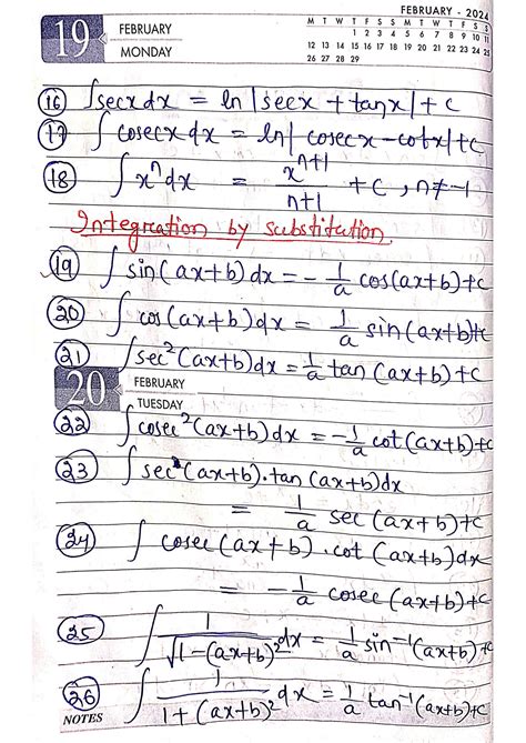 Solution Indefinite Integration Formula Sheet Studypool
