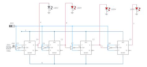 4 Bit Ripple Up Counter Multisim Live