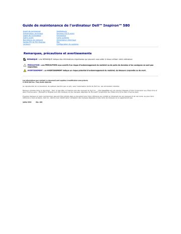 Dell Inspiron Desktop Manuel Utilisateur Fixfr