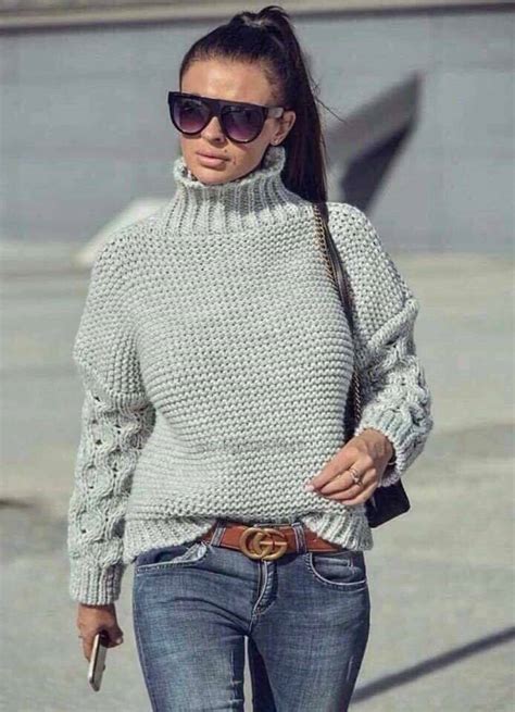 Плетени пуловери S M L Xl Пуловер Дамско Облекло Шумен Дамски плетени пуловери поло