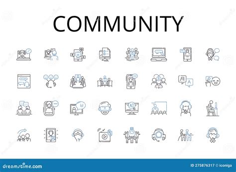 Community Line Icons Collection Society Population Neighborhood