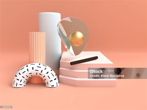 지오메트리 셰이프의 3d 렌더링 컴포지션 큐브 실린더 구 파스텔 컬러 팔레트의 미니멀한 일러스트 정적 및 동적 배너 웹 모형 연단 또는 배경으로 유용 개념에 대한 스톡 사진