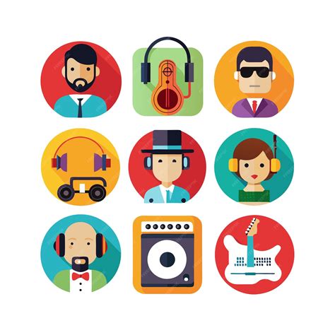 Music And Entertainment Icon Set Collection Vector Illustration Premium Ai Generated Vector