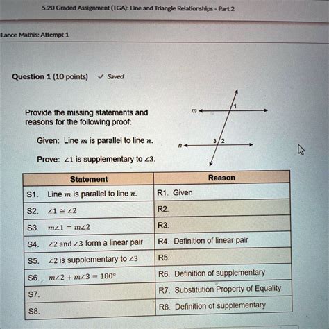 Provide The Missing Statements And Reasons For The Following Proof Given Line M Is Parallel To