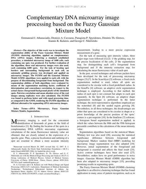 pdf complementary dna microarray image processing based on the fuzzy