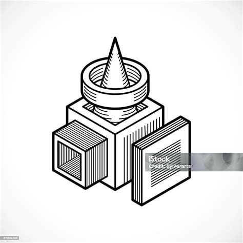 기하학적 그림을 사용하여 만든 추상 벡터 등분형 치수 셰이프 0명에 대한 스톡 벡터 아트 및 기타 이미지 0명 3차원 형태