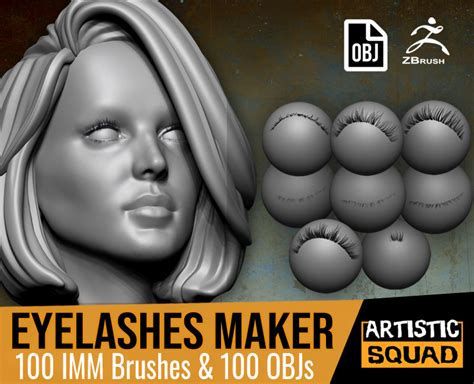eyelashes maker 100 zbrush im brushes flippednormals