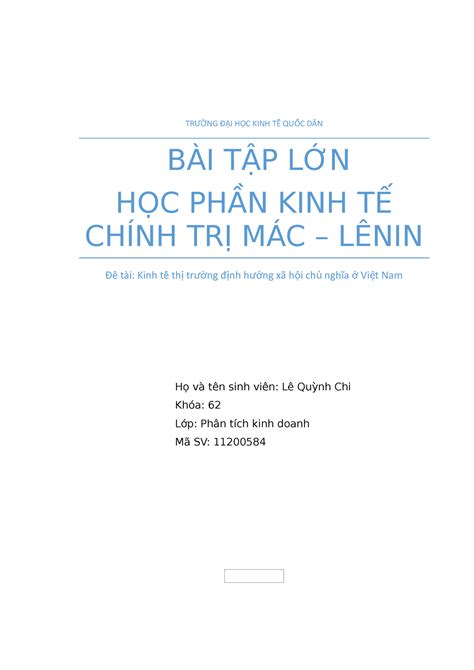 BT lớn KTCT bài tập lớn kinh tế chính trị mác lê nin NEU TR NG Đ I H C KINH TẾẾ QUỐẾC