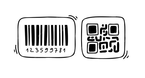 Premium Vector Doodle Barcode Doodle Qr Code Hand Drawn Datum Symbols Collection Barcode And