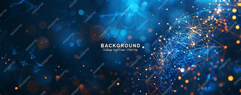 Premium Psd Blue Digital Background With Glowing Lines And Dots