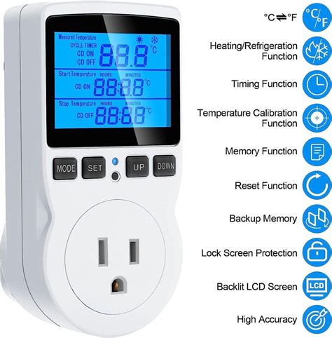 Temperature Controller Digital Plug In Thermostat Timer Switch Socket Day Night Ebay