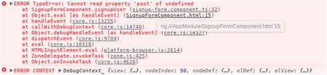 Javascript Ng Component Withtypeerror Cannot Read Property Post Of