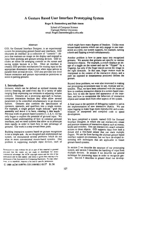 Pdf A Gesture Based User Interface Prototyping System