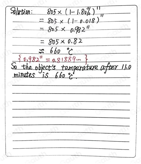 solved an object s temperature cools exponentially after it is removed