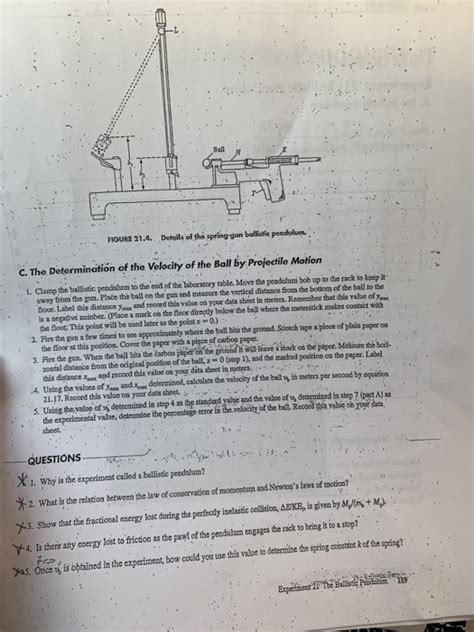 solved name date section data sheet experiment 21 ballistic