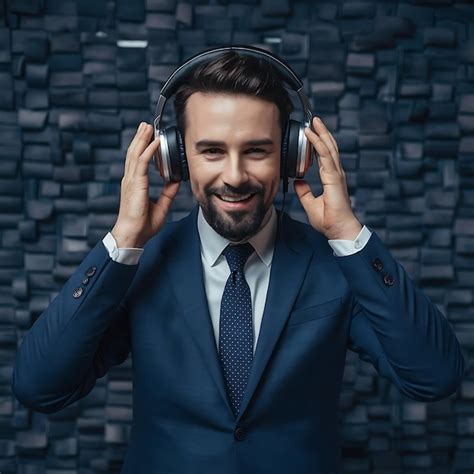 Business Man Enjoy To Listen Music Premium Ai Generated Image