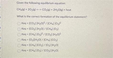 Solved Given The Following Equilibrium Equation Ch4 G
