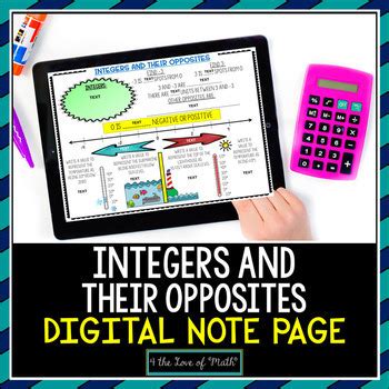 Integers And Their Opposites Digital Note Pages For Google Slides