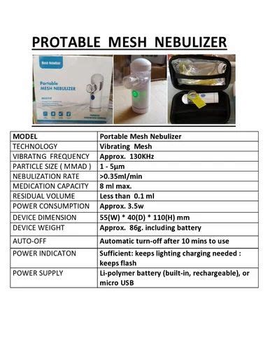 Oxyneb Portable Mesh Nebulizer Size Compact Model Name Number M 01 At 2800 Piece In Mumbai